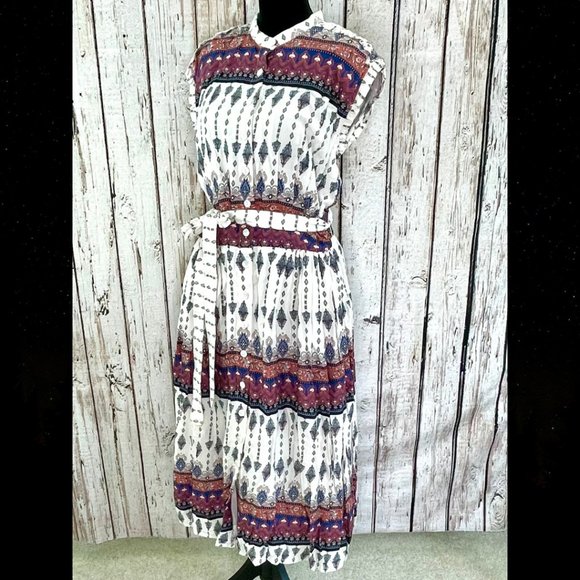 eshakti | Dresses | Eshakti White Ethnic Medallion Print Button Down ...